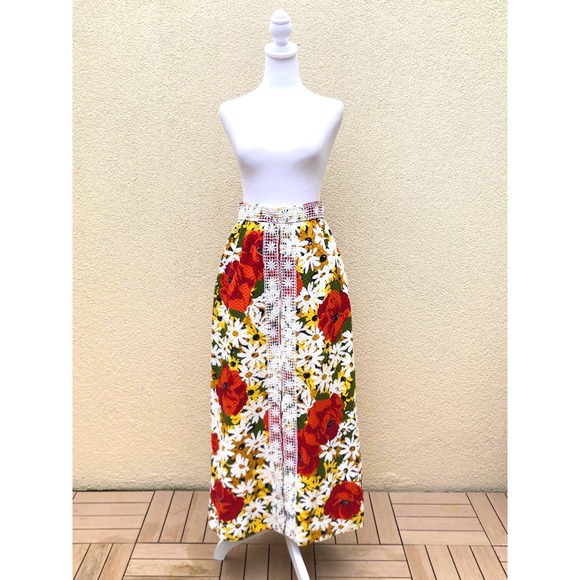 Skirts | 196 Serbin By Muriel Ryan Bright Colorful Floral Maxi Skirt ...